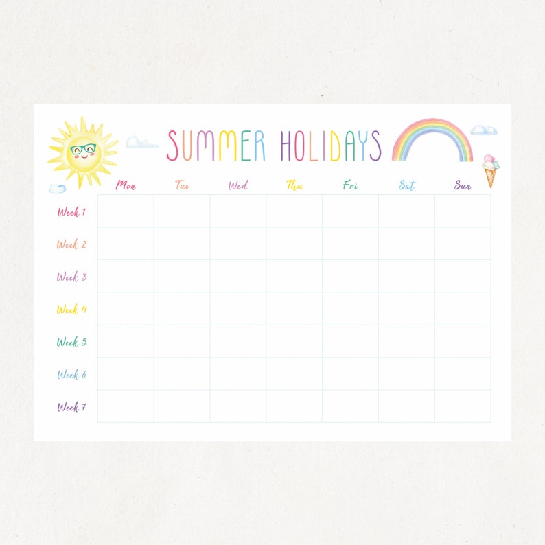 Summer Holiday Planner, Kids Summer Holiday Planner, Printable Summer ...