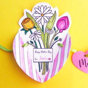 DIY Mother's Day Bouquet Card: Printable Coloring Craft (instant ...