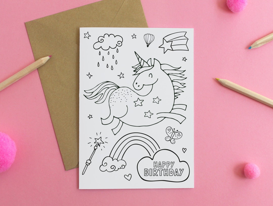 Color in Card Kids | Kids Coloring Cards | Kids Birthday Card ...