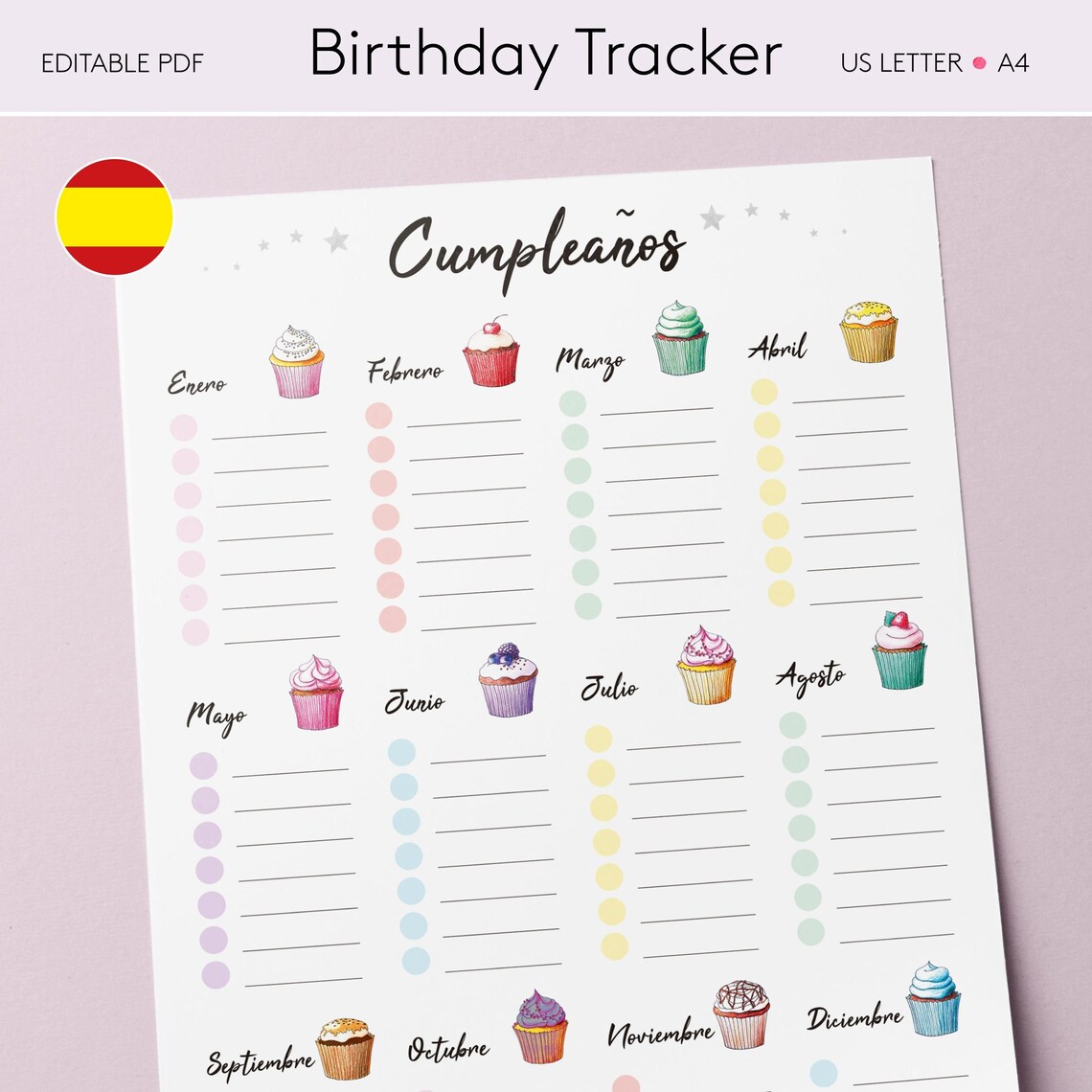 Birthday Tracker Spanish Version | Rastreador De Cumpleaños | Spanish ...