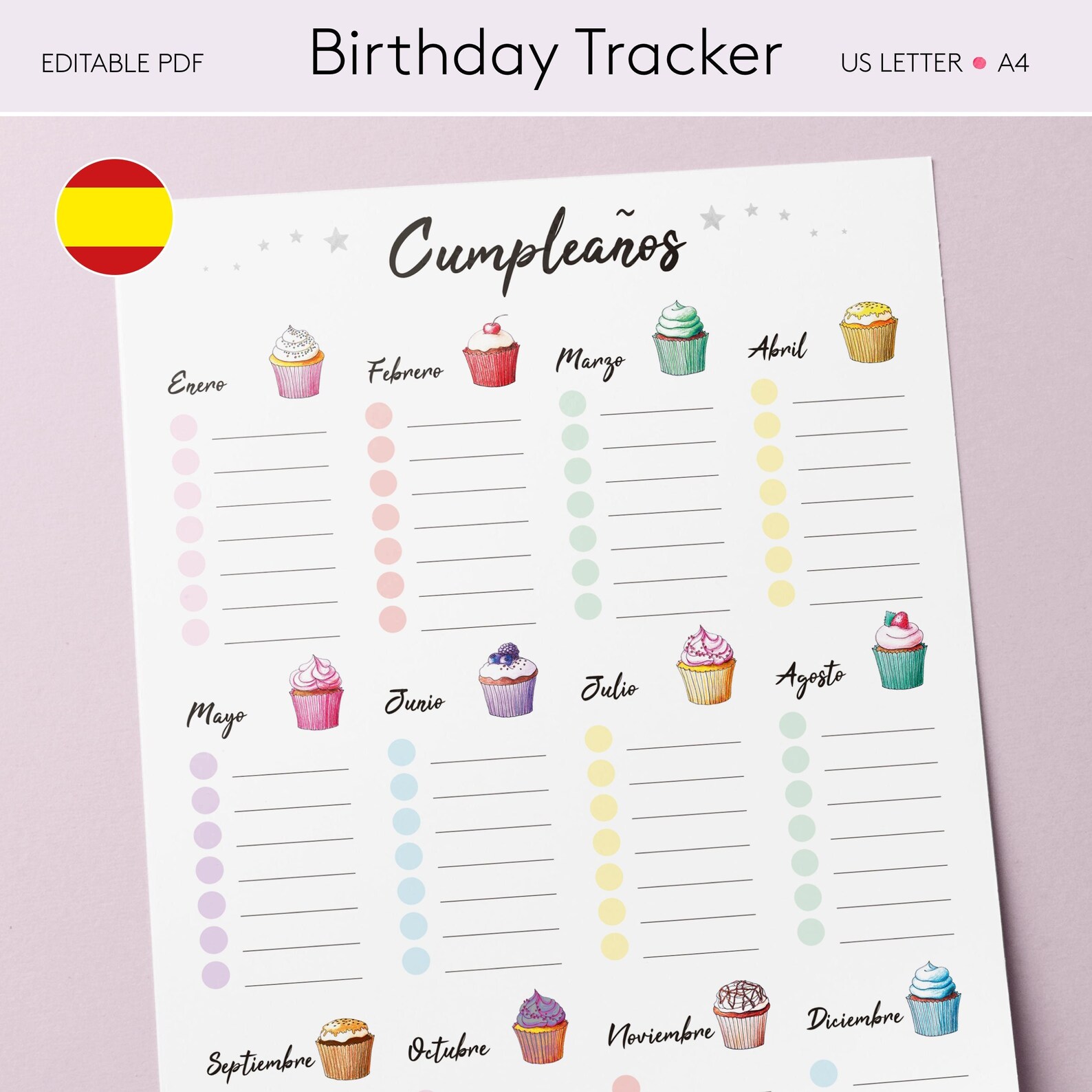 Birthday Tracker Spanish Version | Rastreador De Cumpleaños | Spanish ...