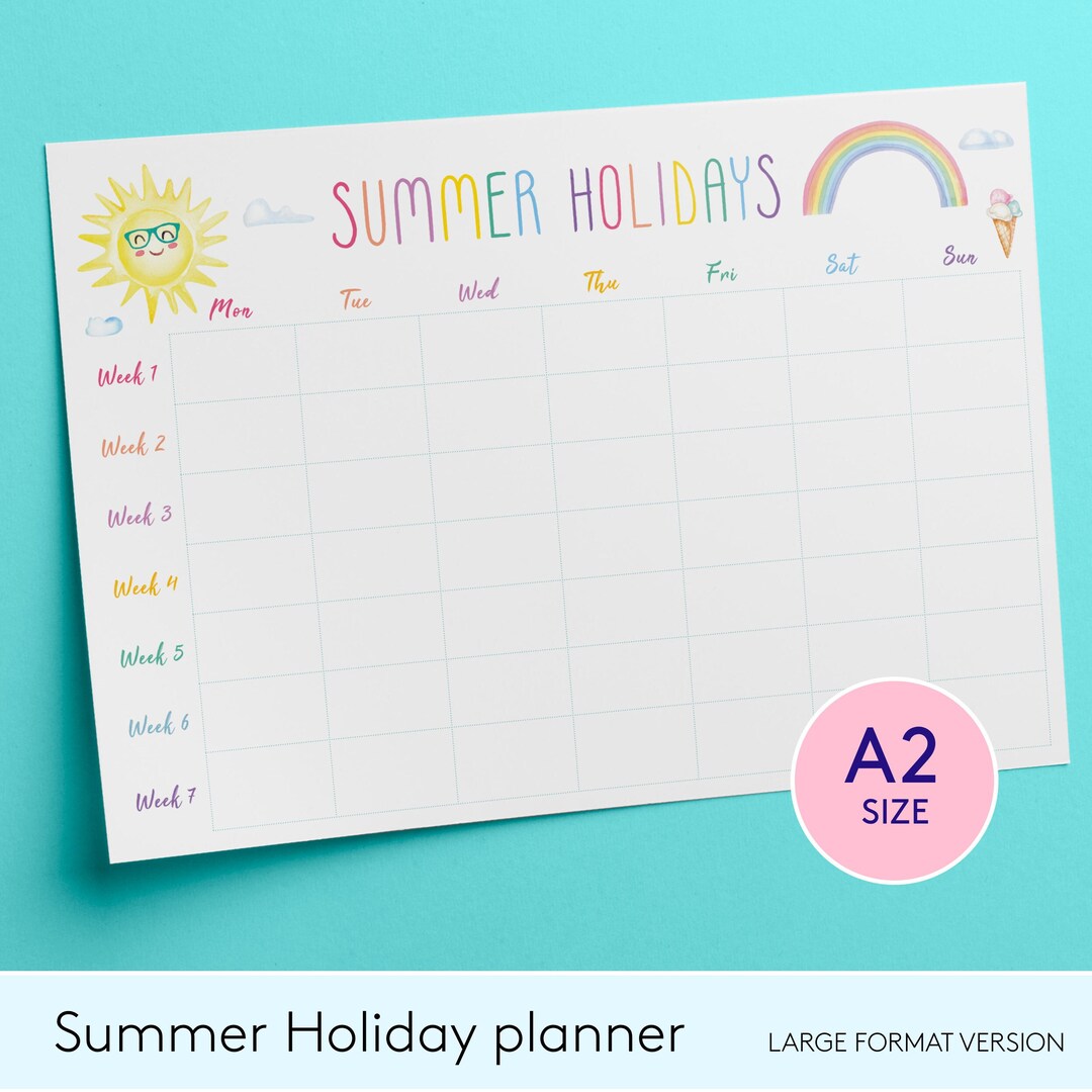 A2 Summer Holiday Planner, Kids Summer Holiday Planner, Printable ...