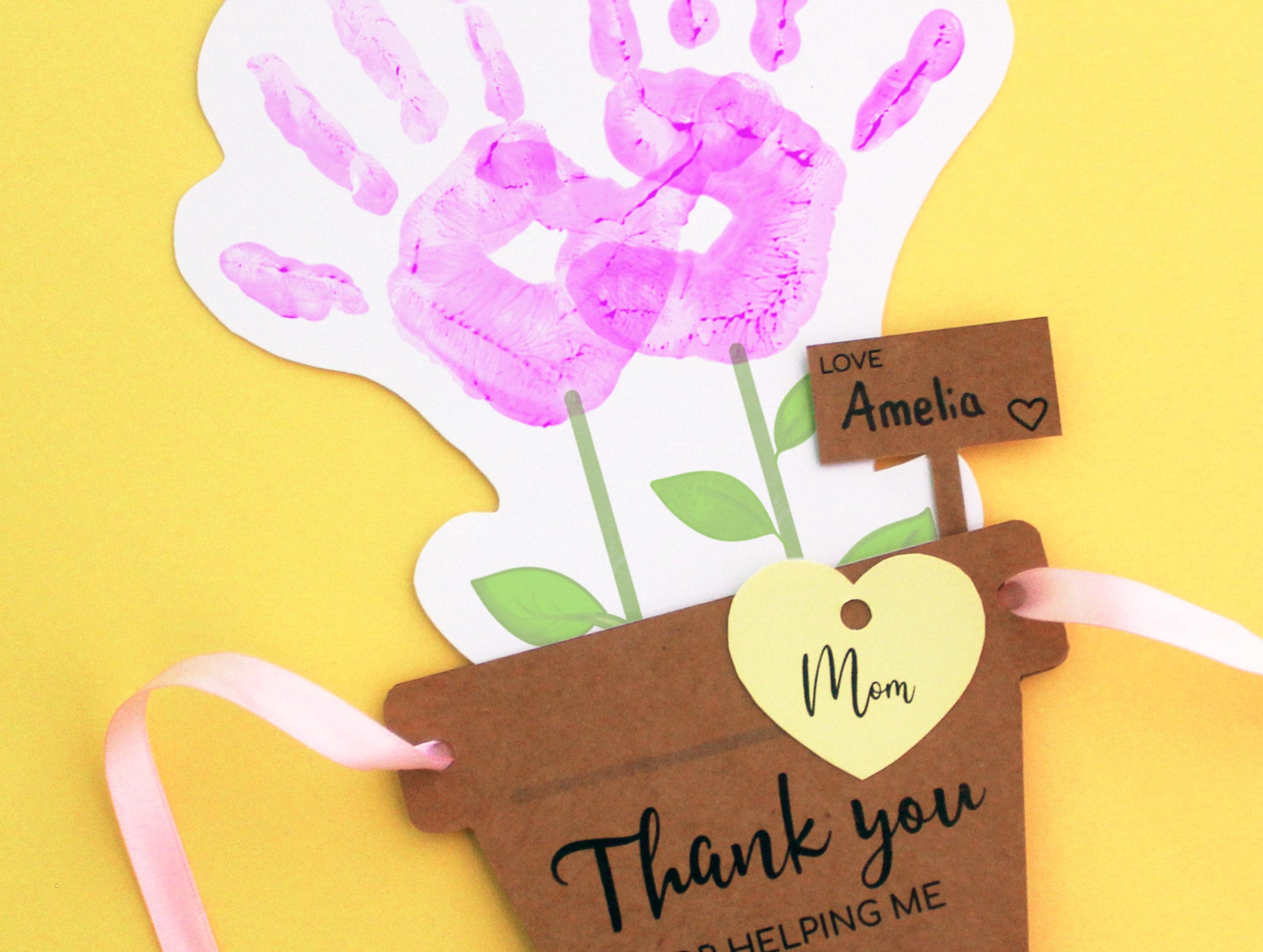Mother's Day Handprint Flower Pot Card, DIY Craft (digital Download) - Etsy