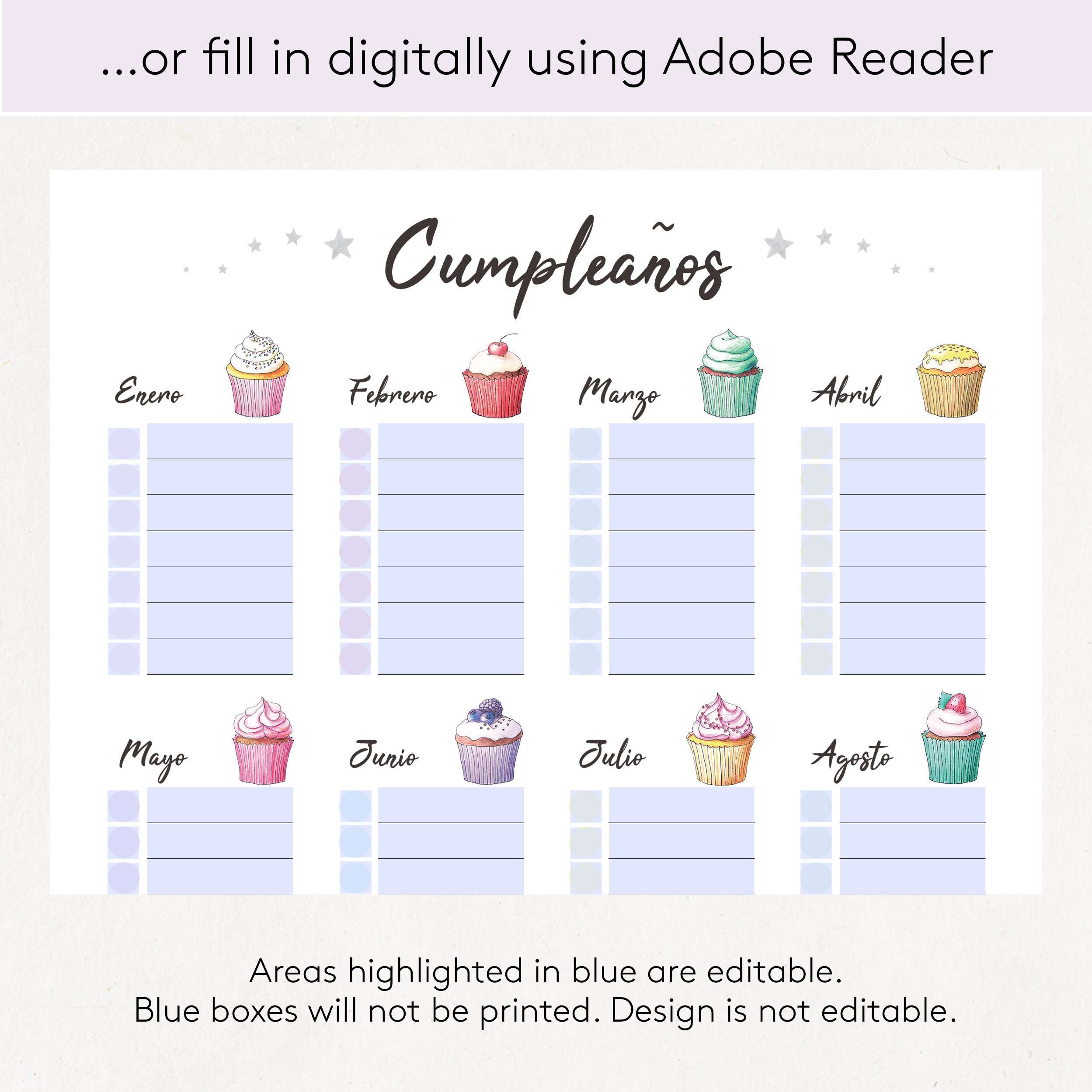 Birthday Tracker Spanish Version | Rastreador De Cumpleaños | Spanish ...