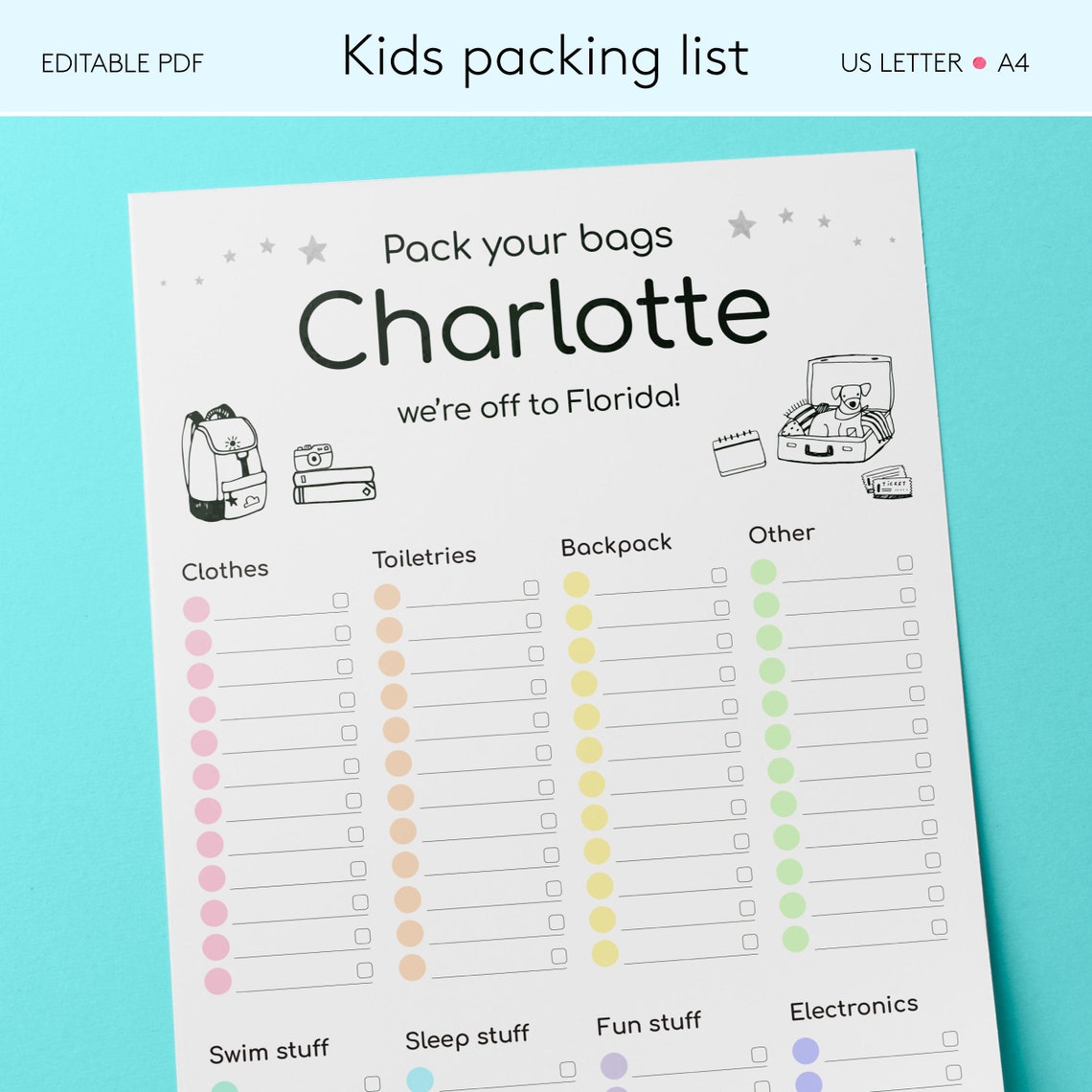 Kids Packing List | Kids Vacation Packing Checklist | Kids Packing ...
