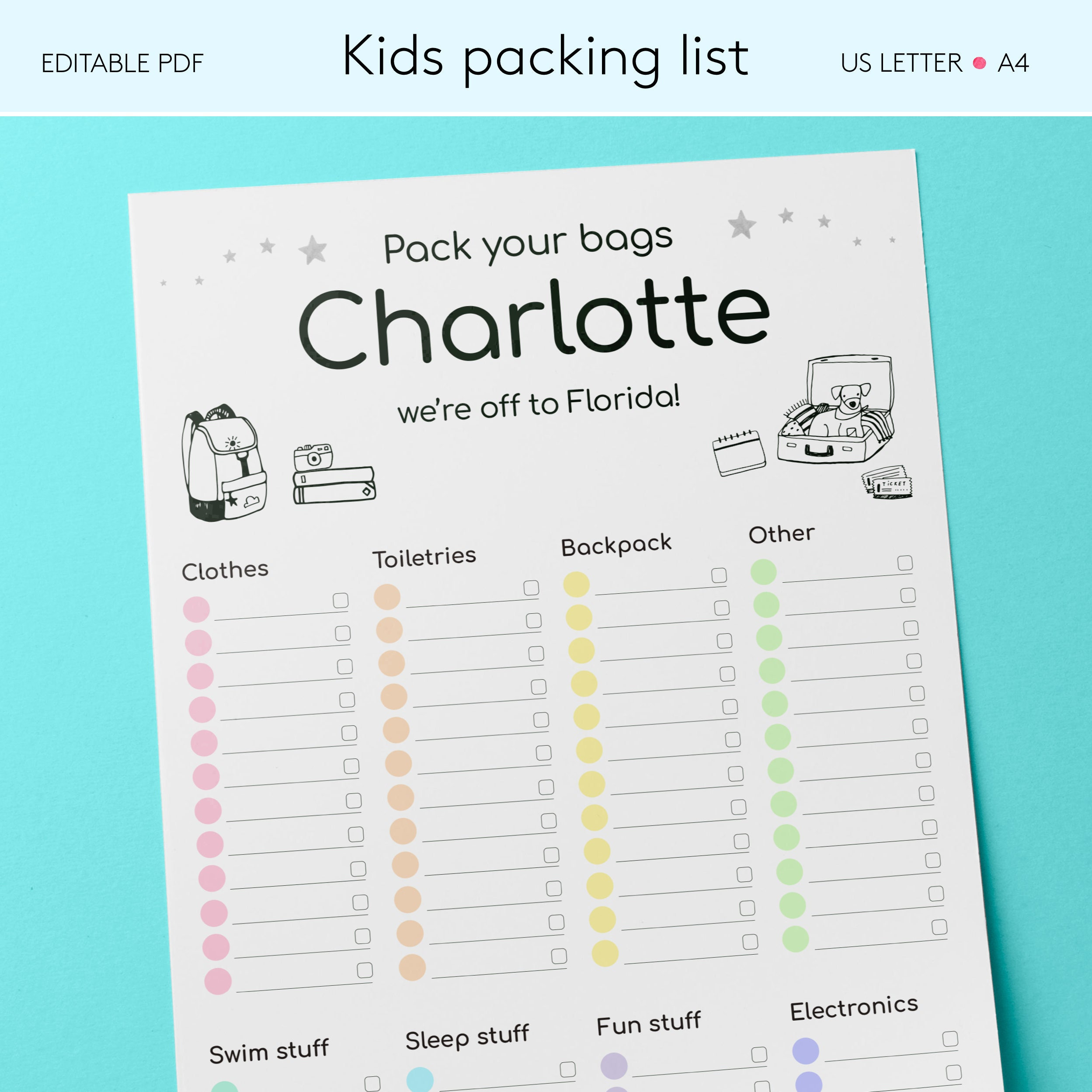 Kids Packing List | Kids Vacation Packing Checklist | Kids Packing ...