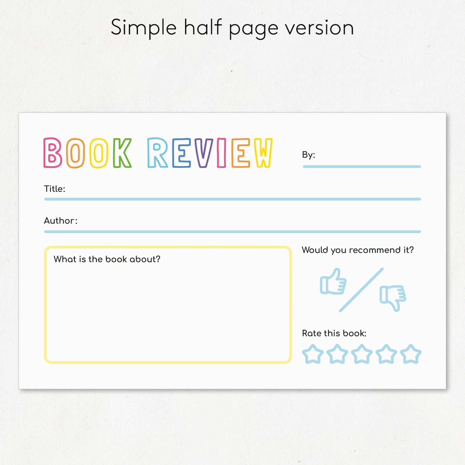 Book Review Printable Template | Kids Book Review | Comprehension ...