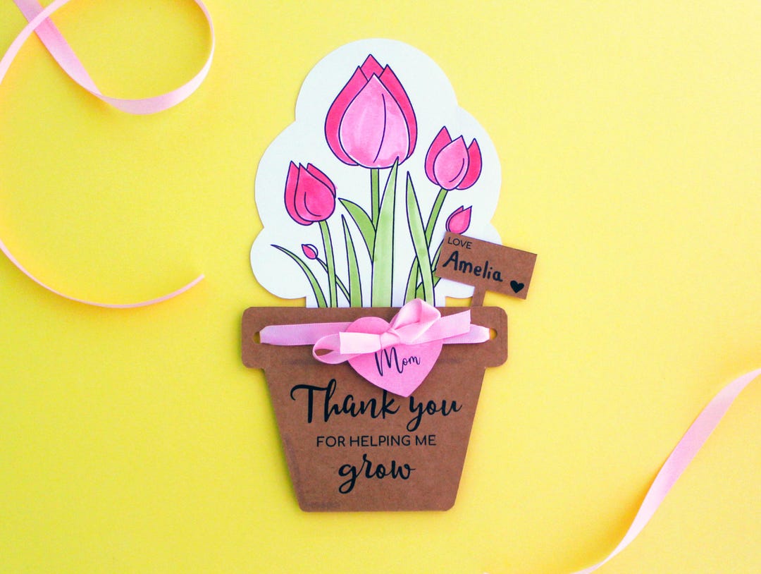 Color in Mother's Day Card Tulip Mothers Day Card Printable Thanks for ...