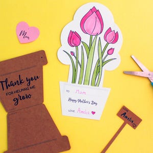 Color in Mother's Day Card Tulip Mothers Day Card Printable Thanks for ...