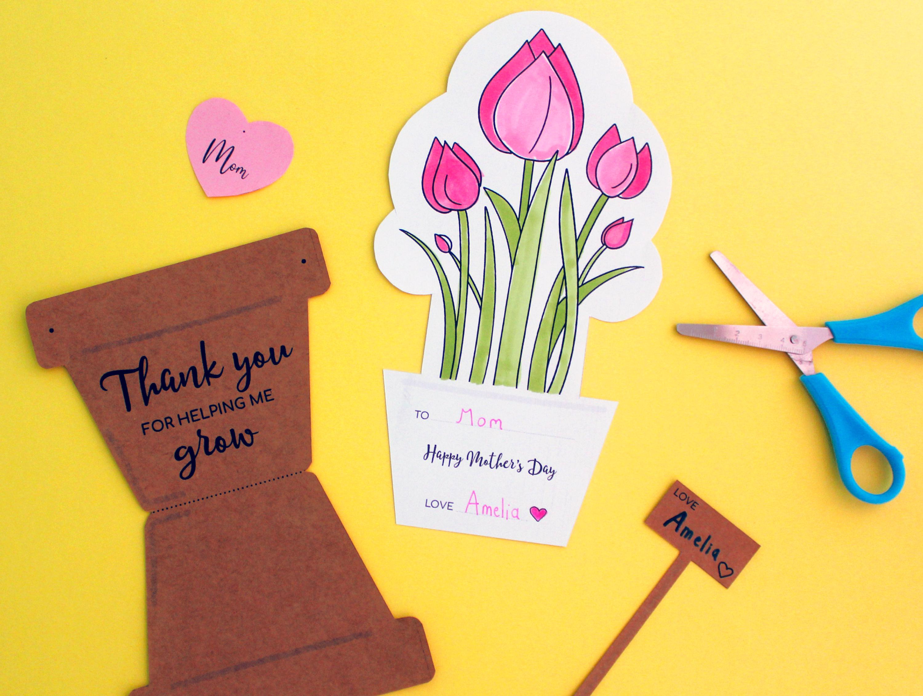 Tulip Mother's Day Card: Color-in DIY Craft (digital Download) - Etsy