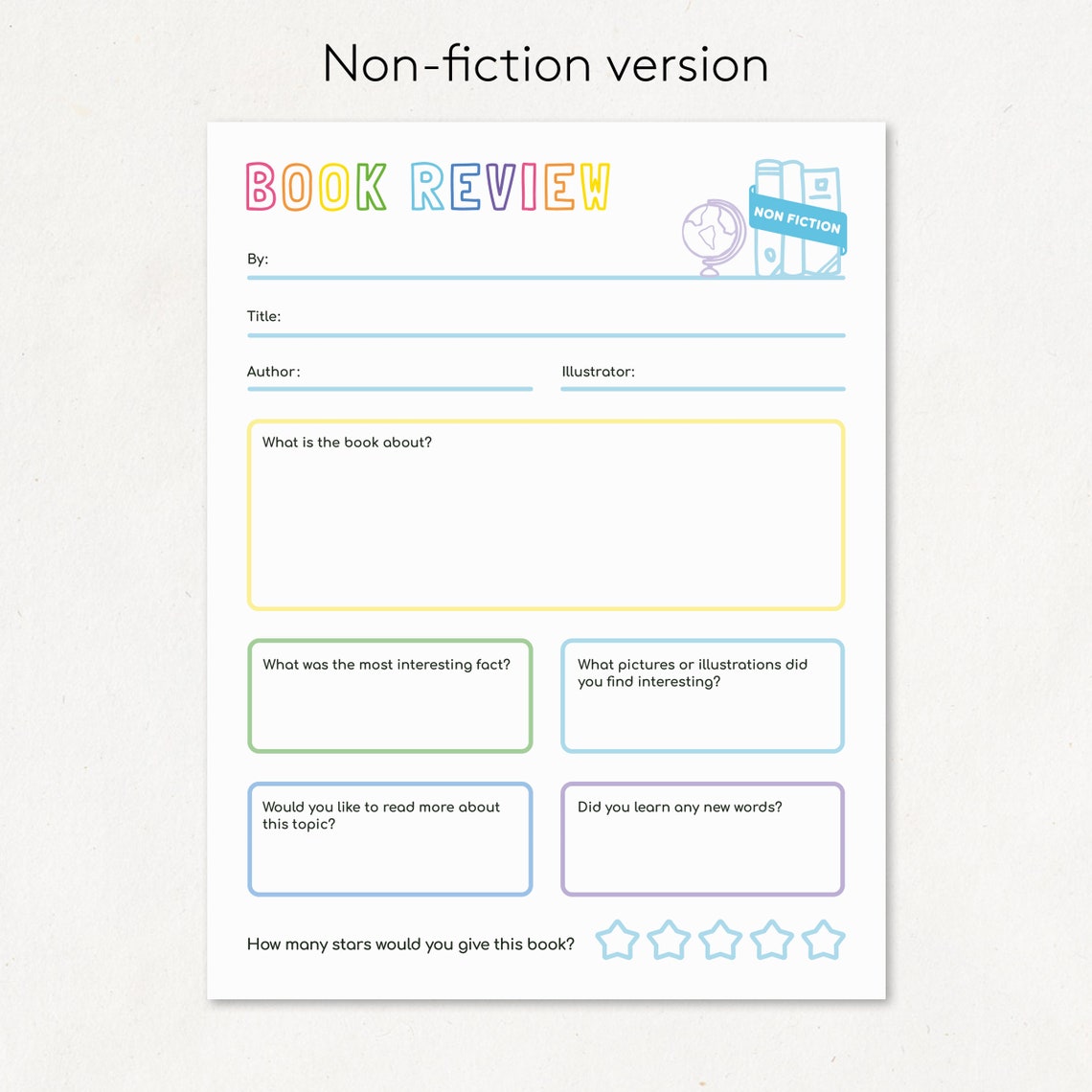 Book Review Printable Template | Kids Book Review | Comprehension ...