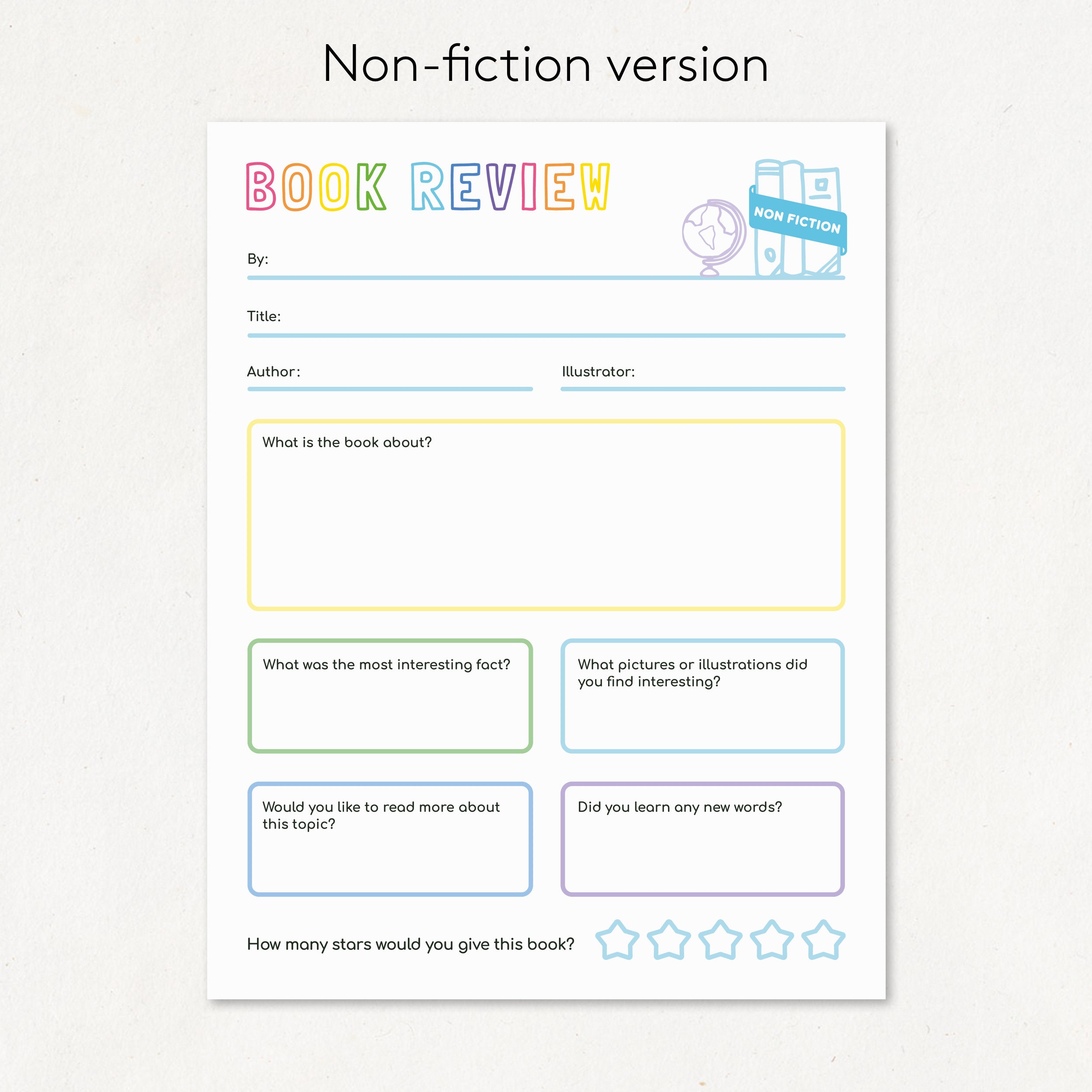 Book Review Printable Template | Kids Book Review | Comprehension ...