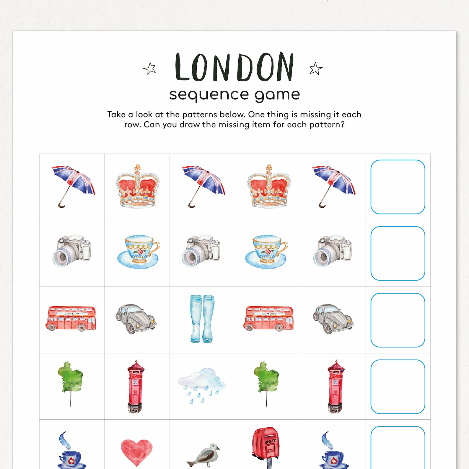 London Activities for Kids | Kids Printable Activity Sheet London ...