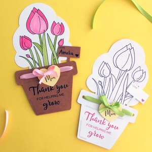 Color in Mother's Day Card Tulip Mothers Day Card Printable Thanks for ...