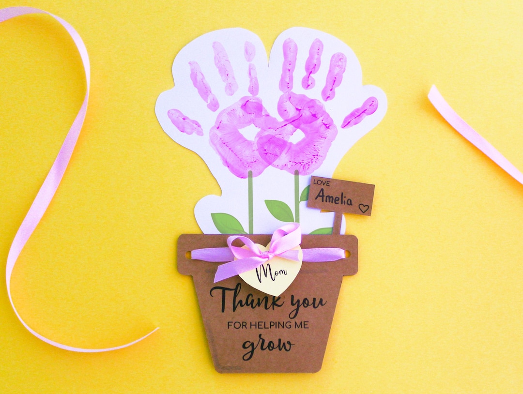 Mother's Day Handprint Flower Pot Card, DIY Craft (digital Download) - Etsy