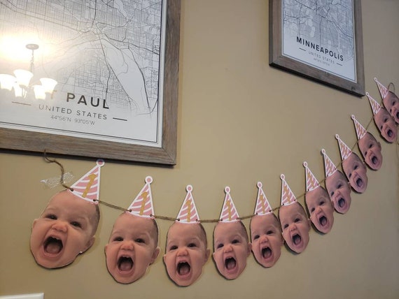 Personalized Photo banner face banner photo birthday banner | Etsy