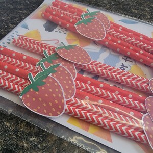 Strawberry Paper Straws, Eco-friendly Party Decorations, Berry First ...