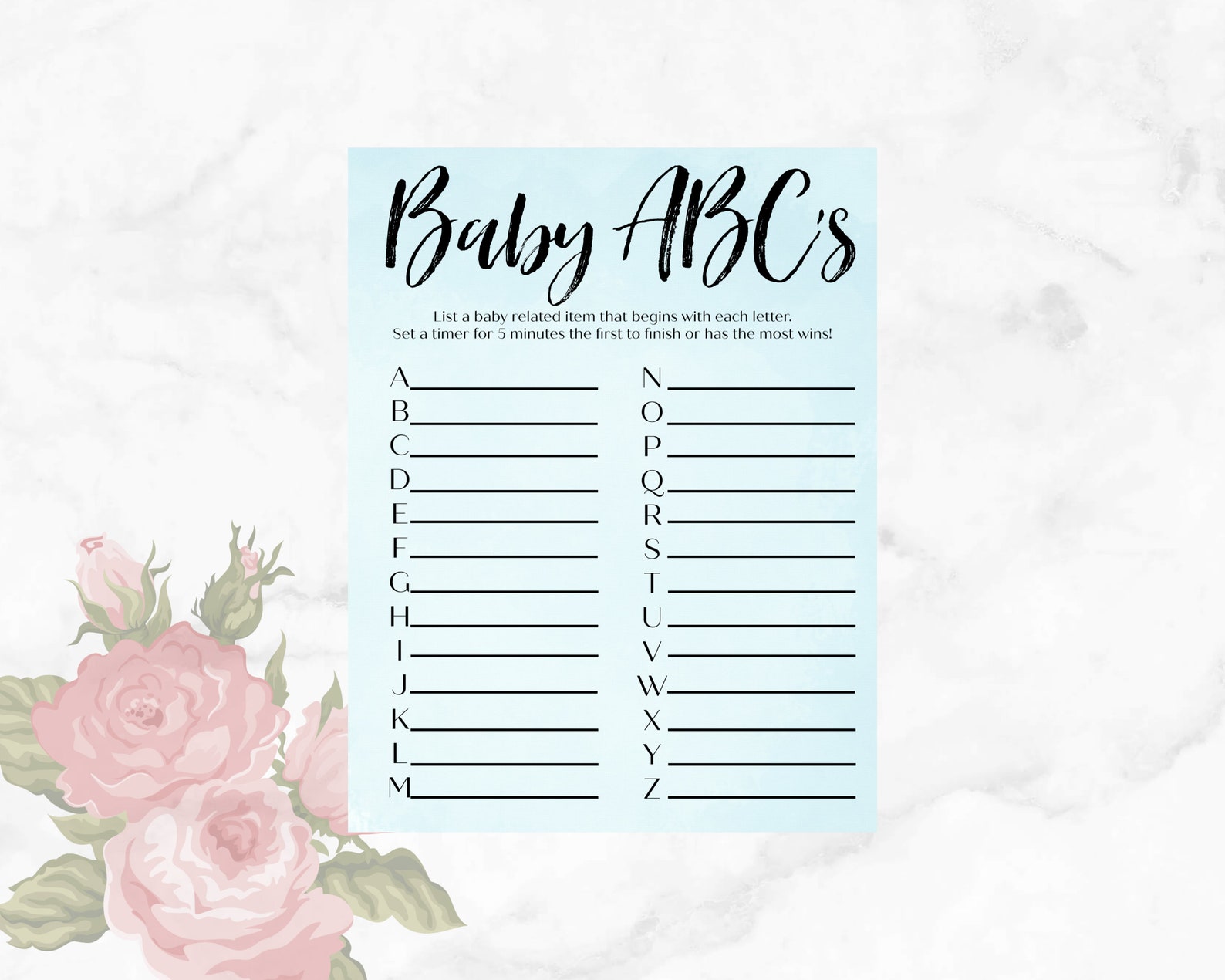 Abc Baby Shower Game Printable Baby Shower Games Custom - Etsy