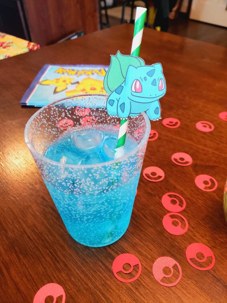 Pokemon Birthday Straws Pikachu Straws Pokemon Party | Etsy