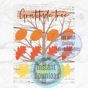 Gratitude Tree, DIY Thankful Tree Sign, Kids Thanksgiving Thankful Tree ...