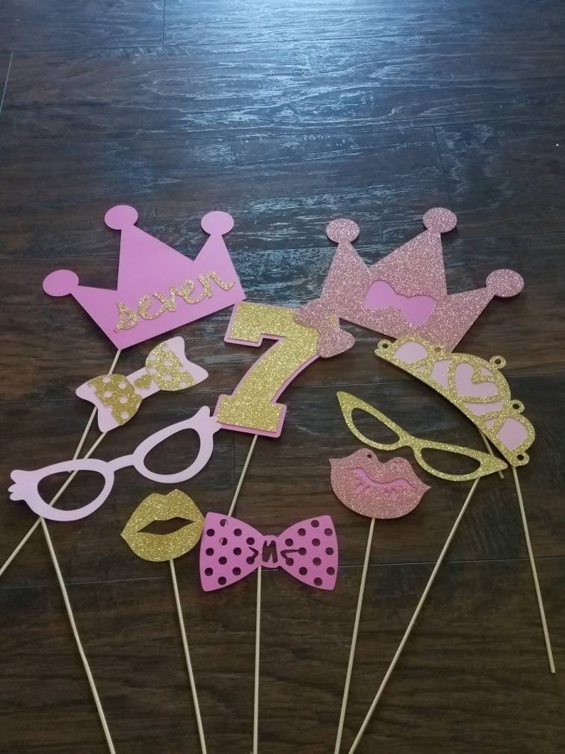 Princess birthday photo booth props princesses party | Etsy