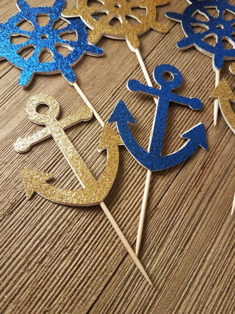 Nautical Baby Shower Decornautical Cupcake Topper Anchor - Etsy