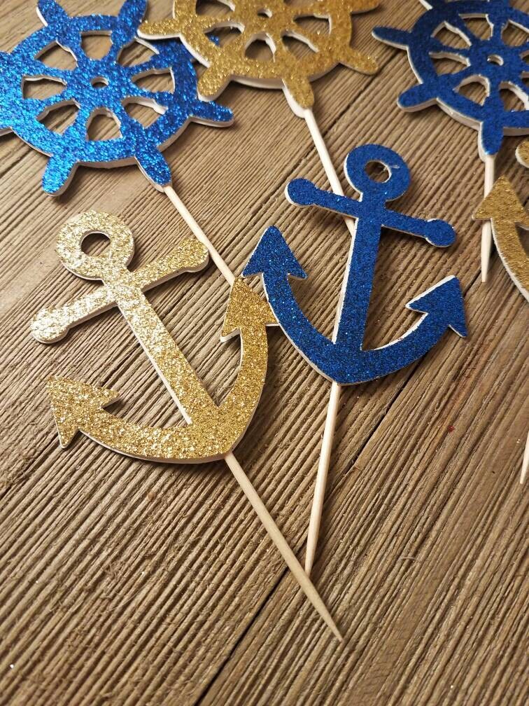 Nautical Baby Shower Decornautical Cupcake Topper Anchor - Etsy