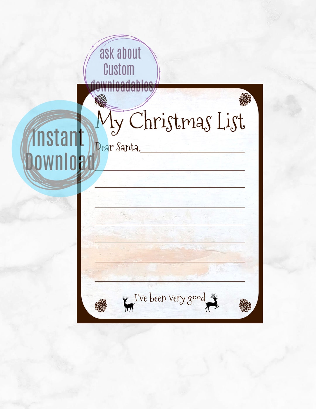 Printable Christmas List, Cabin Christmas List, INSTANT DOWNLOAD, Dear ...