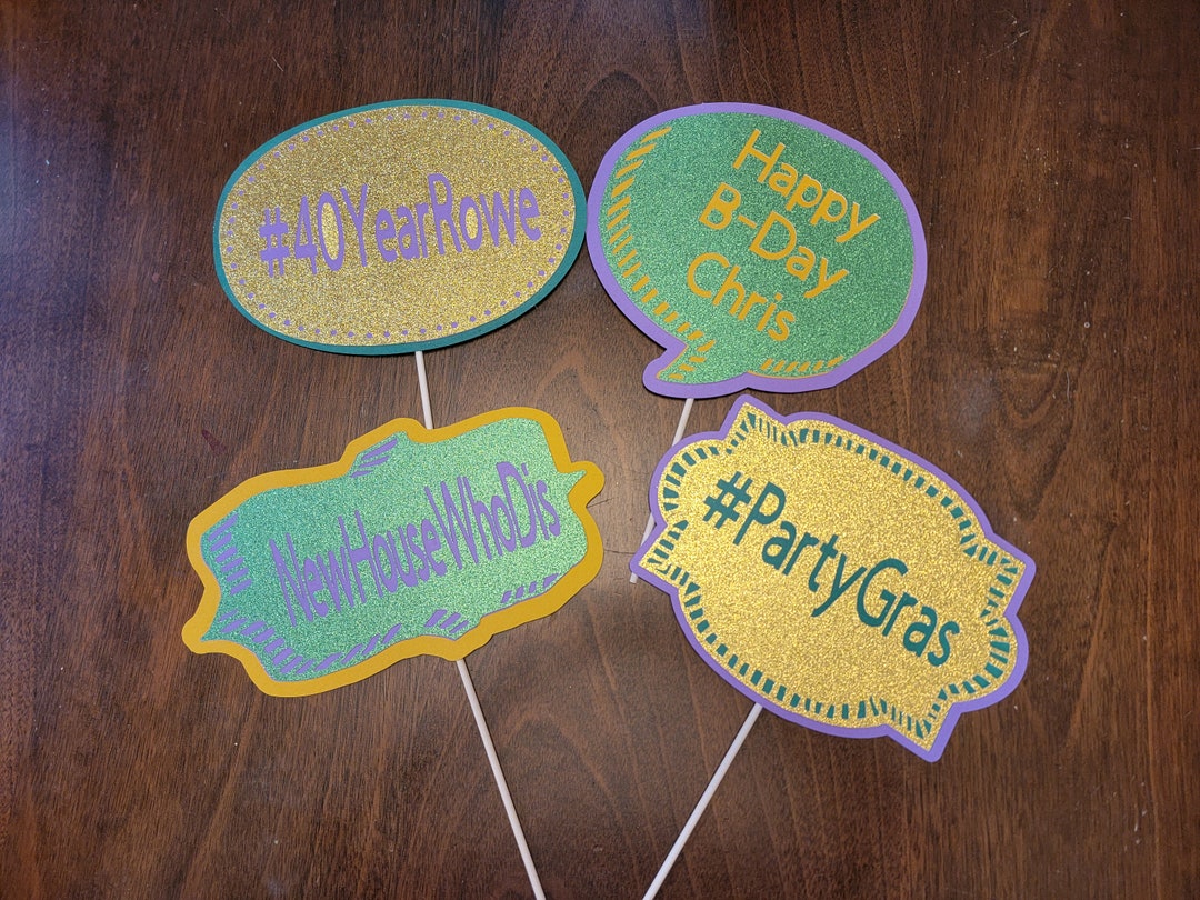 Mardi Gras Photo Props, Green Gold Purple Prop Signs, Mardi Gras ...