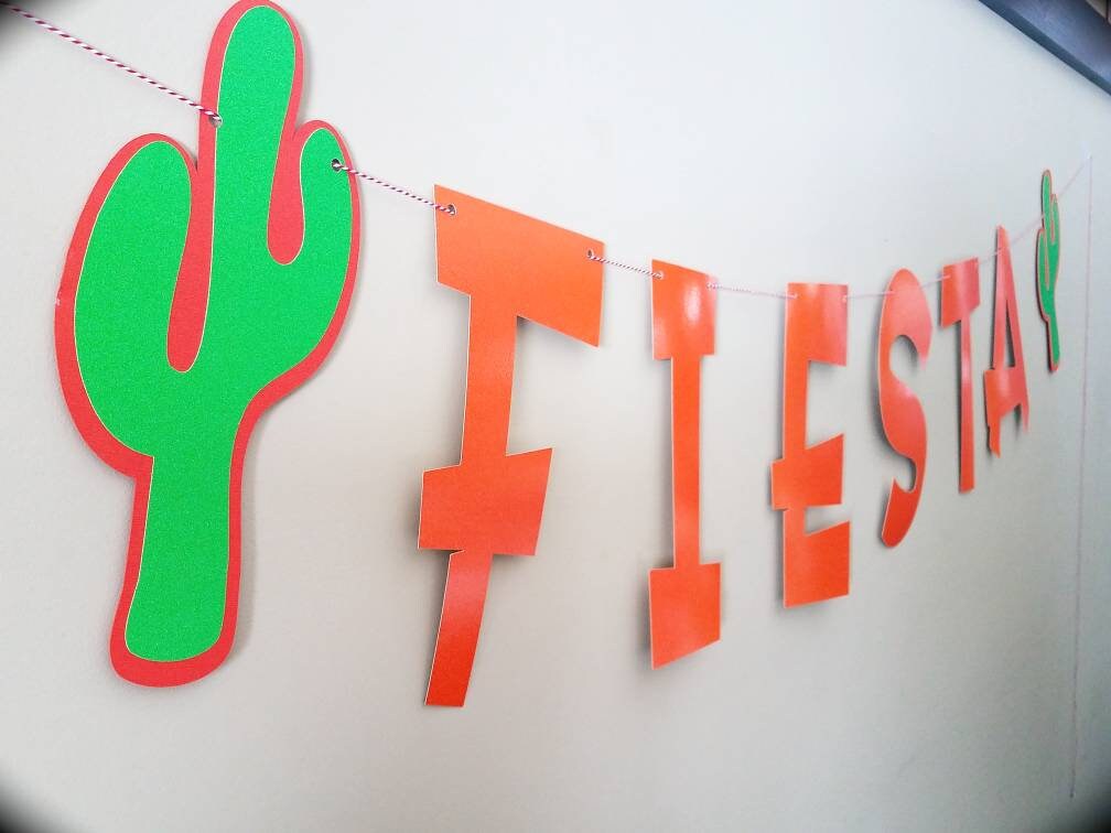 Taco Party, Fiesta Banner, Fiesta Decoration, Fiesta Party, Cactus ...