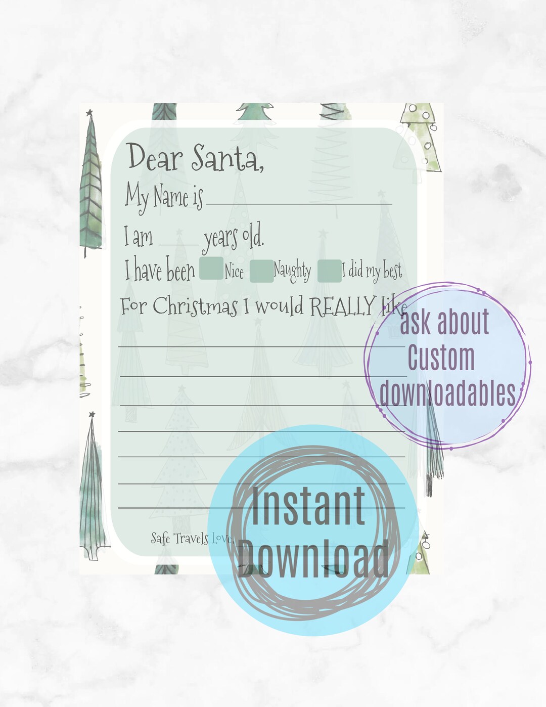 Letter to Santa Printable Christmas List, Cabin Christmas List, INSTANT ...