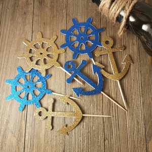 Nautical Baby Shower Decor,nautical Cupcake Topper, Anchor Cupcake ...