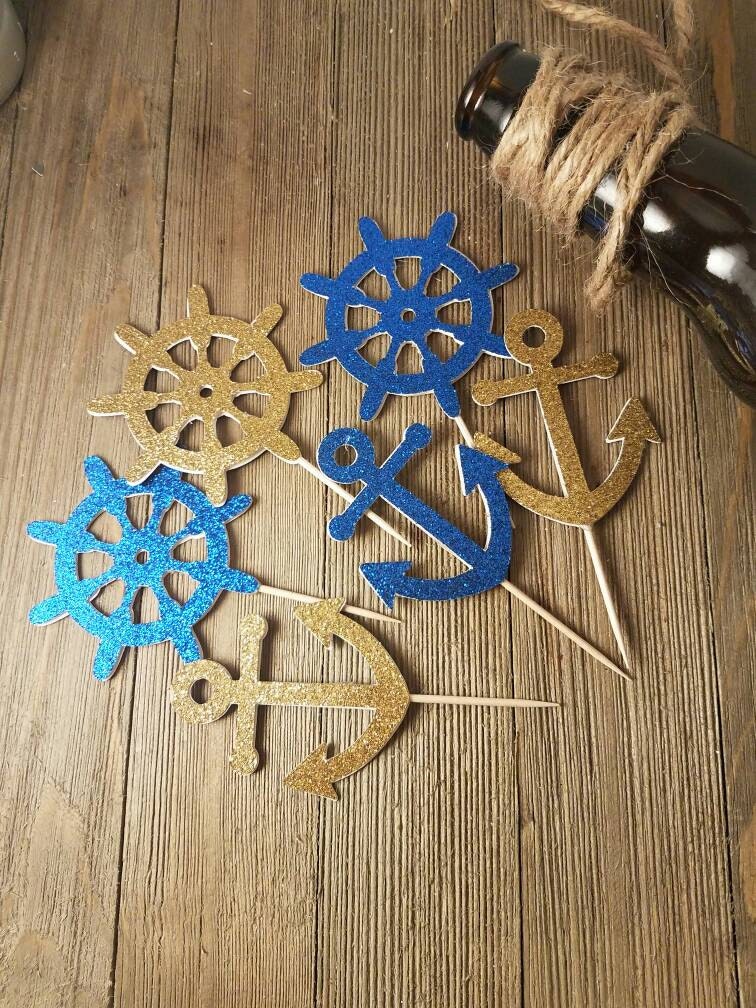 Nautical Baby Shower Decornautical Cupcake Topper Anchor - Etsy