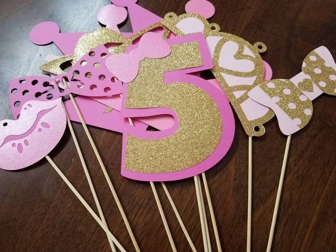 First Birthday Photo Booth Props, Princesses Party Decorations, Pink ...
