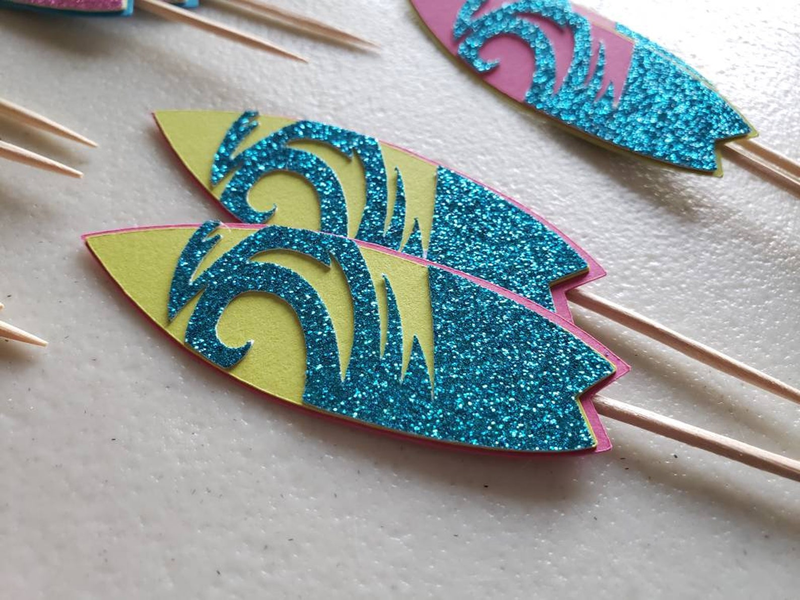 Surf Board Cupcake Topper, 12ct. Surf Party, Beach Party Decorations ...