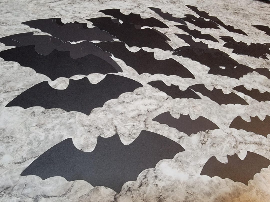 Set of 50 Pcs -black Bats, Halloween Party Decor, Wall Bats, Cardstock ...