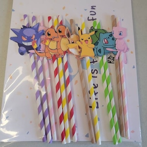 Pokemon Birthday Straws, Pikachu Straws, Pokemon Party Decorations ...
