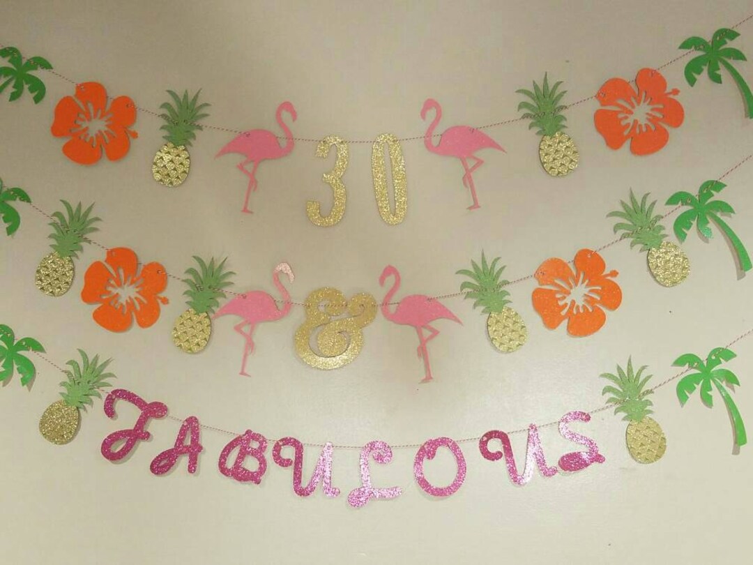 30 & Fabulous, 30th Birthday, Luau Party Banner, Aloha Banner, Hawaiian ...
