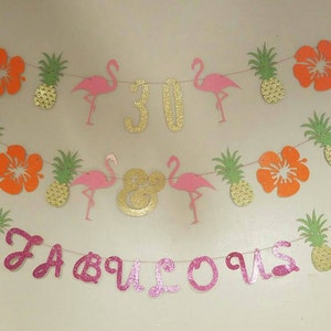 30 & Fabulous, 30th Birthday, Luau Party Banner, Aloha Banner, Hawaiian ...