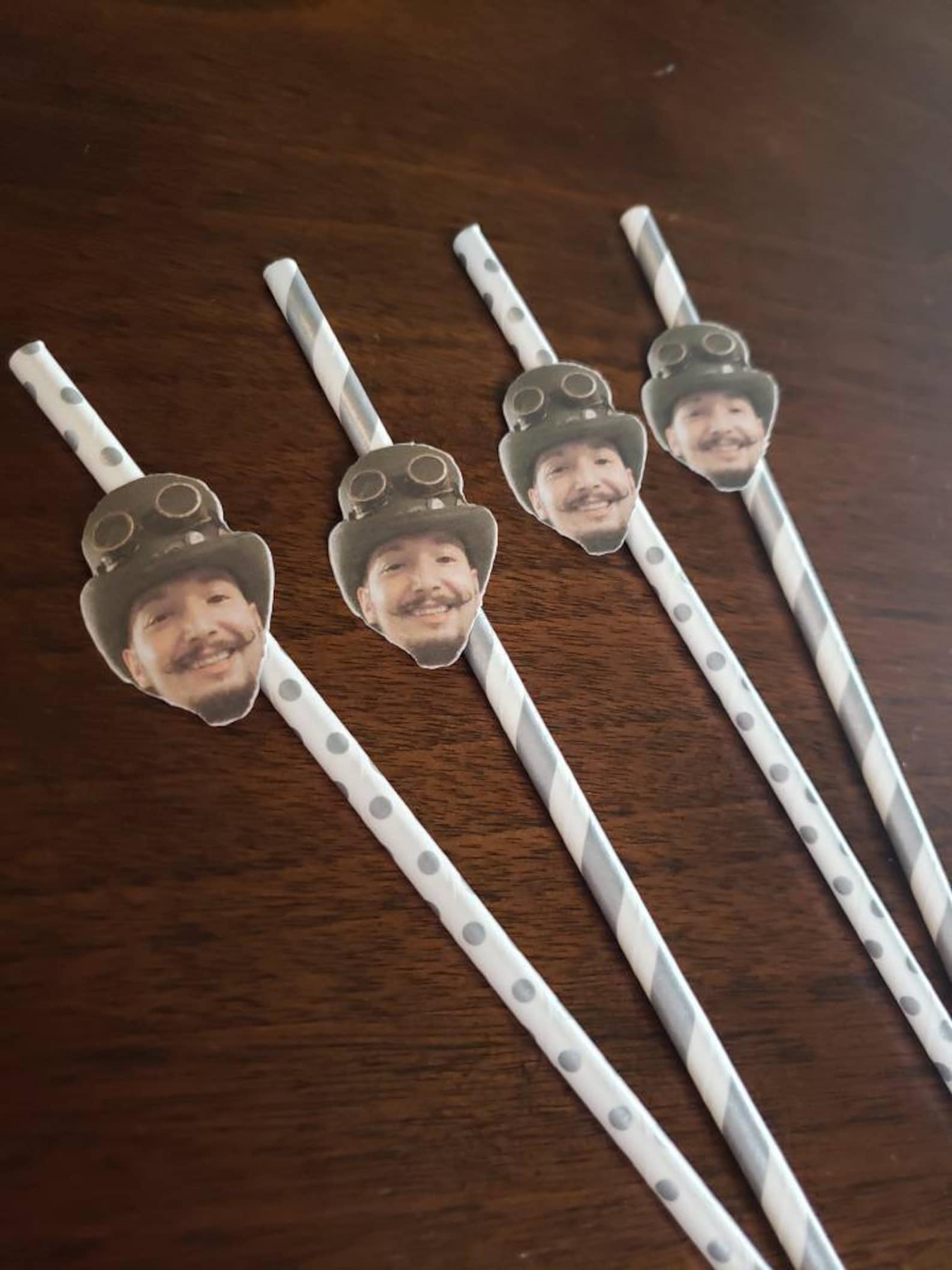 Custom Face Paper Straws, 12 Pieces, Customized Birthday Decorations ...