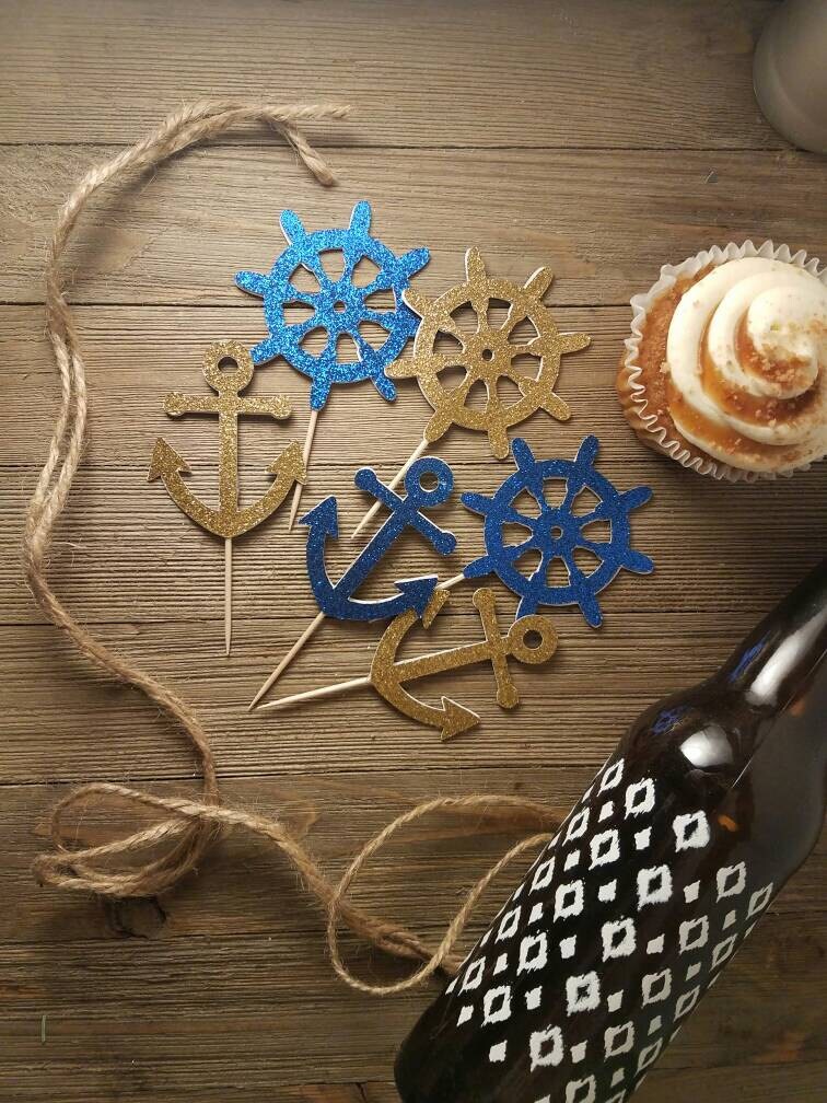 Nautical Baby Shower Decornautical Cupcake Topper Anchor - Etsy