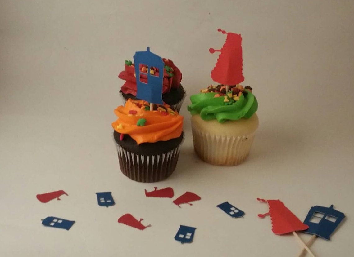 Dr Who Cupcake Topper Dr Who Decorations Tardis Cake Topper | Etsy