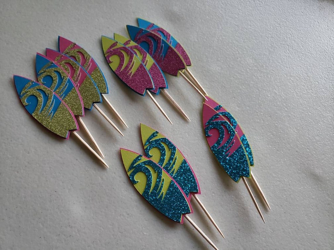Surf Board Cupcake Topper, 12ct. Surf Party, Beach Party Decorations ...