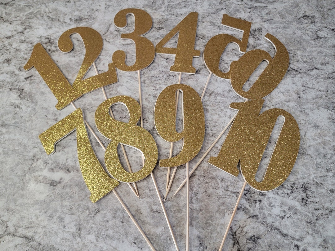 Glitter Centerpiece Sticks, Double Sided Glitter Table Numbers ...