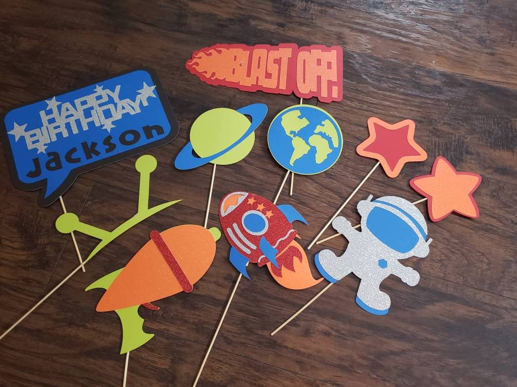 Space party photo props outer space birthday decorations | Etsy
