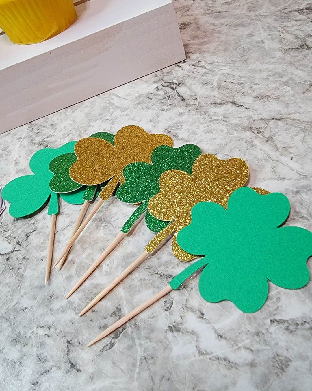 Green Clover Toppers, Shamrock Cupcake Toppers, Four Leaf Clover Decor ...