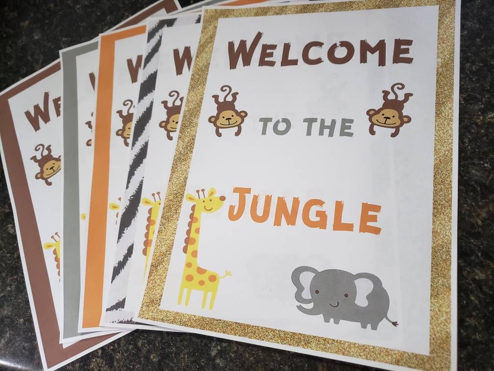 Printable safari birthday signs welcome to the jungle party | Etsy