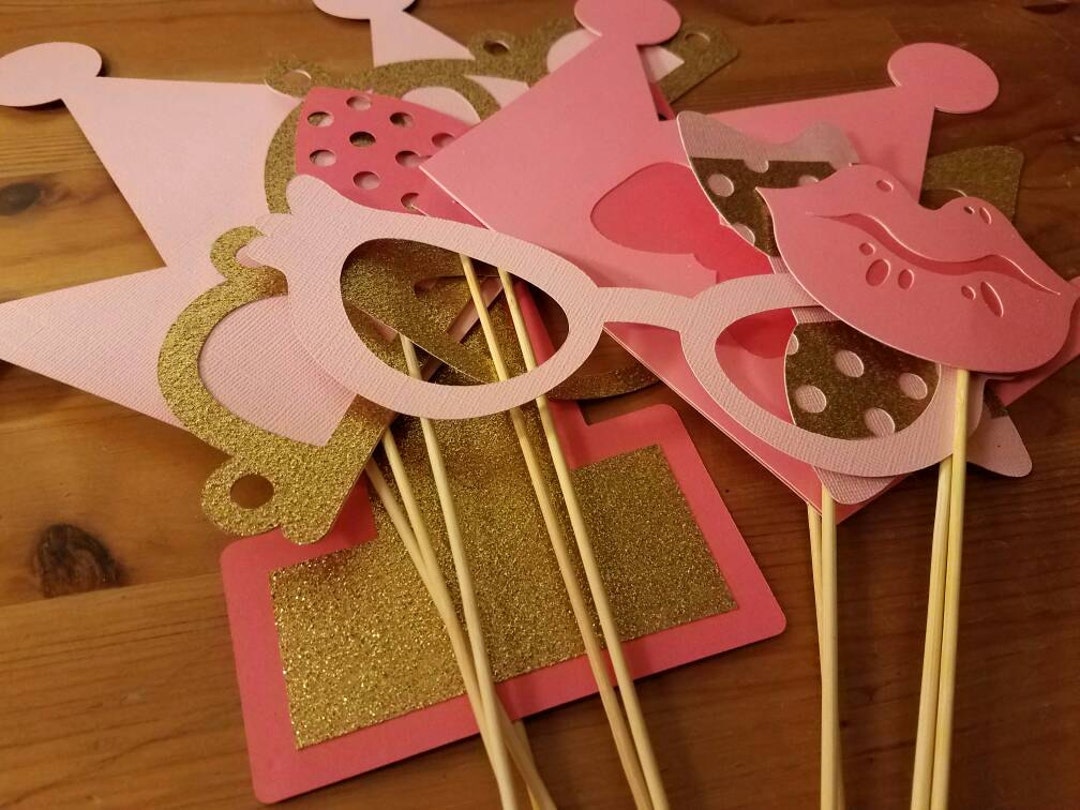 First Birthday Photo Booth Props, Princesses Party Decorations, Pink ...