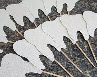 Tooth Cupcake Toppers, Dentist Party Decorations, Tooth Fairy Party ...