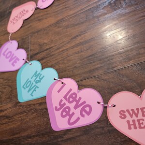 Candy Heart Banner, Conversation Heart Banner, Valentines Day Party ...